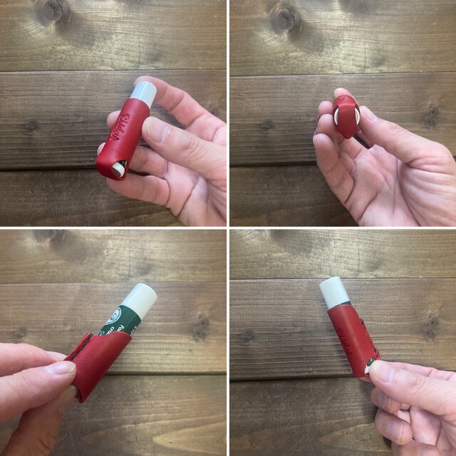 リップクリームスリーブ(レッド×ブラックver.) | iichi 日々の暮らしを心地よくするハンドメイドやアンティークのマーケットプレイス