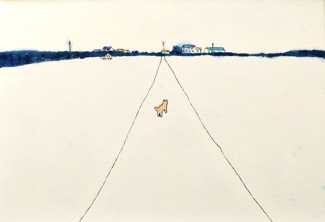 一点物｜風景画｜原画「家に帰る」※額縁入り（太子サイズ） | iichi 日々の暮らしを心地よくするハンドメイドやアンティークのマーケットプレイス