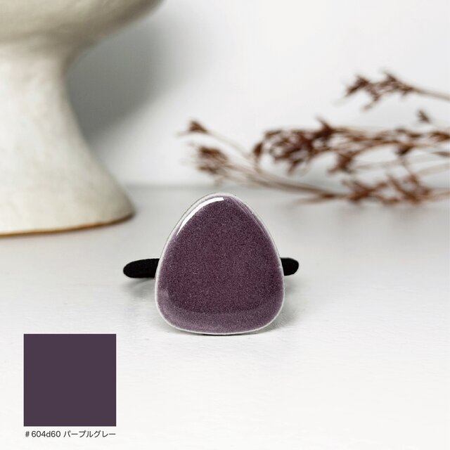 TH-100 ヴィンテージ 美濃焼タイルのヘアゴム 【 裏面レザー加工 】 パープルカラー | iichi 日々の暮らしを心地よくするハンドメイドやアンティークのマーケットプレイス