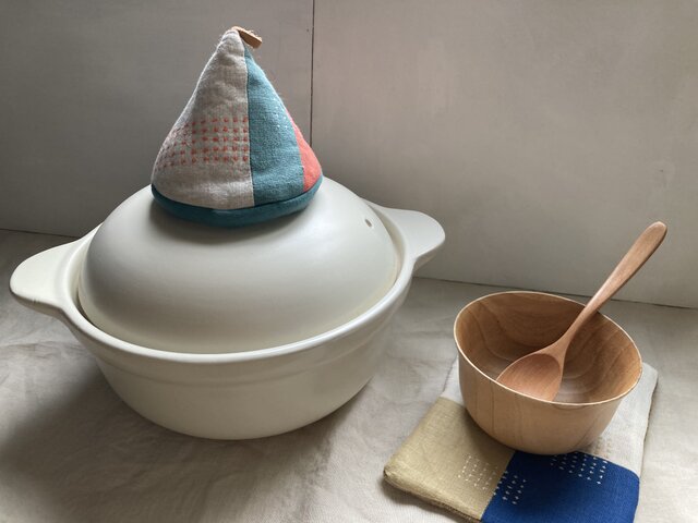 テトラ鍋つかみ orange&green | iichi 日々の暮らしを心地よくするハンドメイドやアンティークのマーケットプレイス