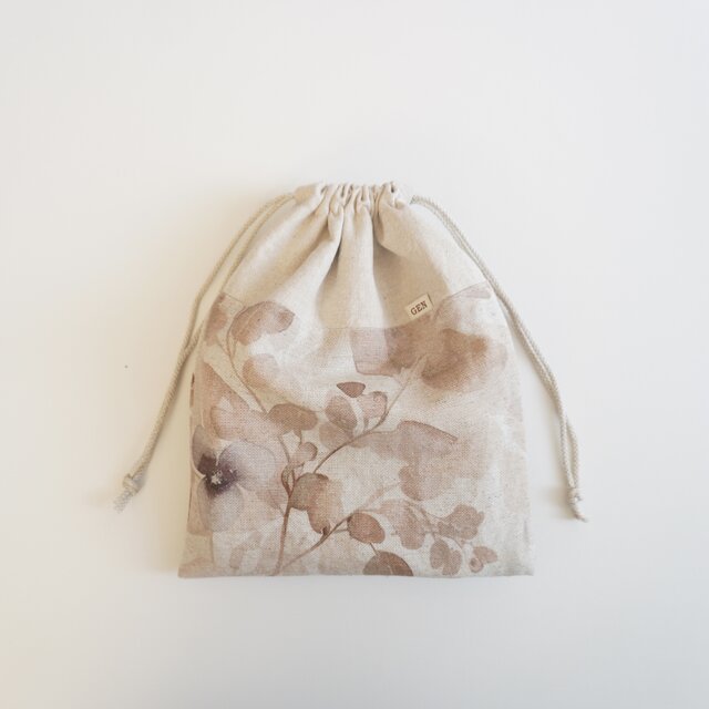 巾着 マスタード 儚げなお花 | iichi 日々の暮らしを心地よくするハンドメイドやアンティークのマーケットプレイス