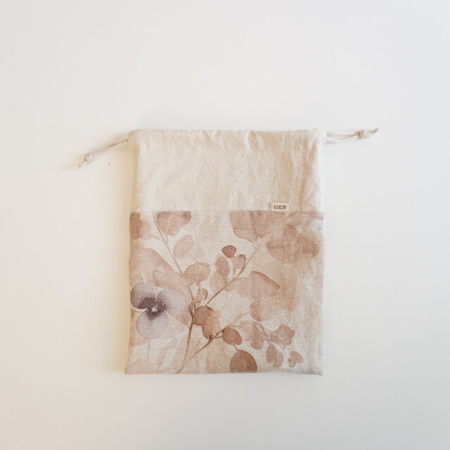 巾着 マスタード 儚げなお花 | iichi 日々の暮らしを心地よくするハンドメイドやアンティークのマーケットプレイス