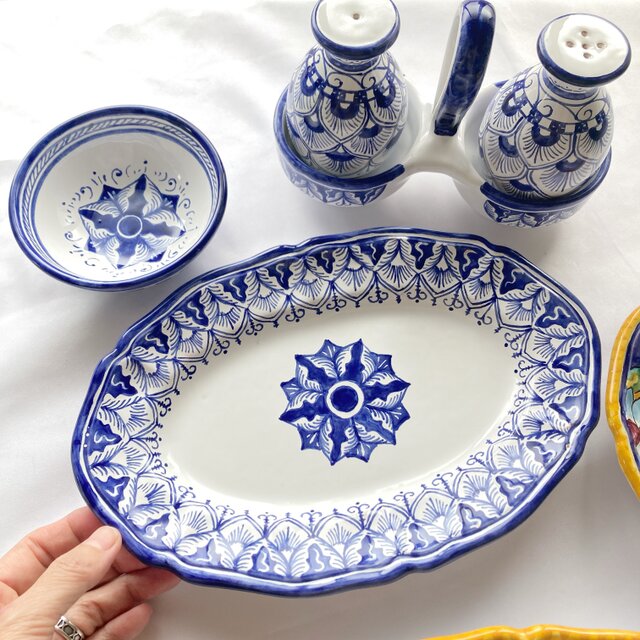 オーバル皿 centraleマヨリカ焼き イタリア陶器 Blu OVL075 | iichi 日々の暮らしを心地よくするハンドメイドやアンティークのマーケットプレイス