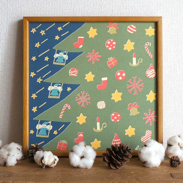 クリスマスの夜」30cm角ポスター | iichi 日々の暮らしを心地よくするハンドメイドやアンティークのマーケットプレイス