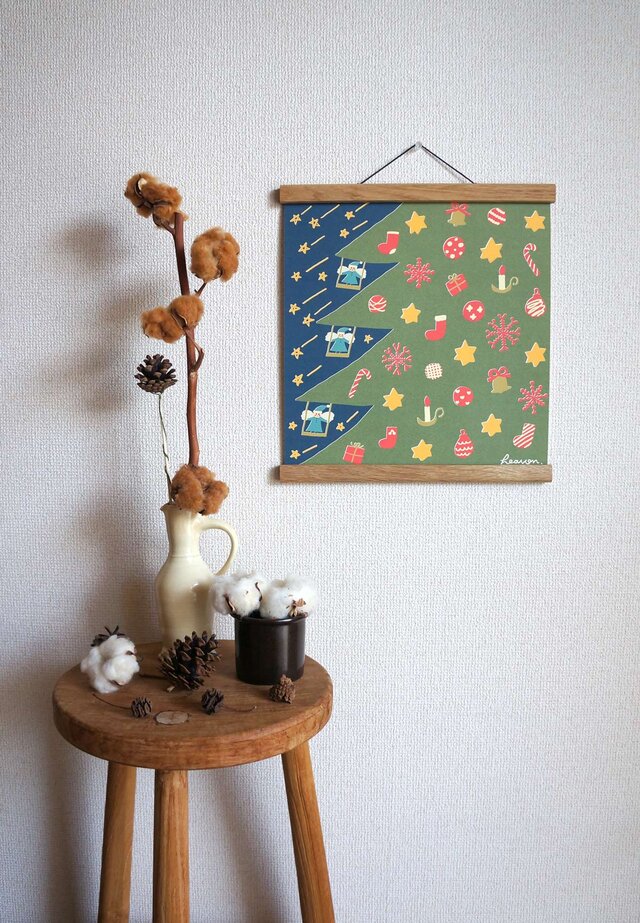 クリスマスの夜」30cm角ポスター | iichi 日々の暮らしを心地よくするハンドメイドやアンティークのマーケットプレイス