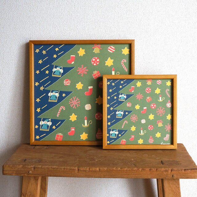 クリスマスの夜」30cm角ポスター | iichi 日々の暮らしを心地よくするハンドメイドやアンティークのマーケットプレイス