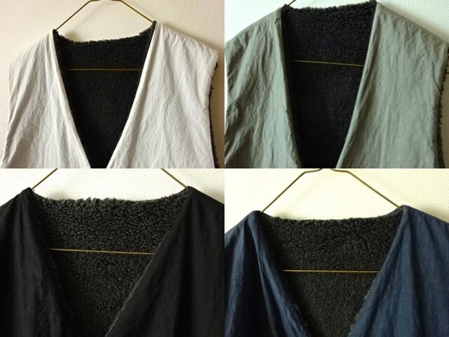 【受注制作】4色展開/コットンタイプライター×チャコールグレーボア リバーシブルあったか衿Bigジャンパー | iichi 日々の暮らしを心地よくするハンドメイドやアンティークのマーケットプレイス