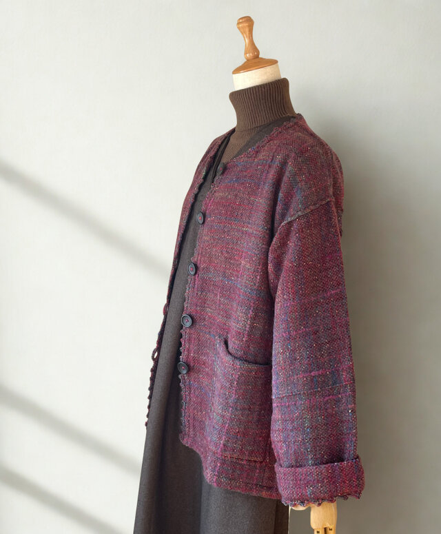 手織りのゆったりジャケット | iichi 日々の暮らしを心地よくするハンドメイドやアンティークのマーケットプレイス