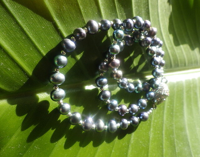 ☆再販☆Flesh Pearl Necklace 淡水パールのネックレス ☆ビッグマグネットクラスプ☆黒蝶真珠 バロックパール | iichi ...
