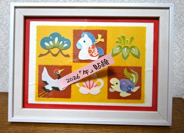 年賀状原画 「干支 午」 貼り絵 17 | iichi 日々の暮らしを心地よくするハンドメイドやアンティークのマーケットプレイス