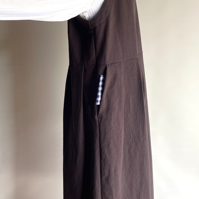 Vネックジャンスカ 【やわらかコットンリネン】チョコレート M・L・LL | iichi 日々の暮らしを心地よくするハンドメイドやアンティークのマーケットプレイス