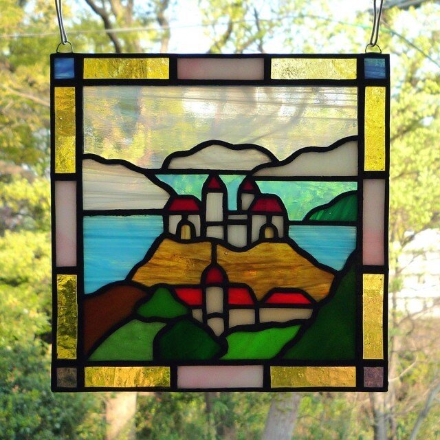 ステンドグラス ミニパネル キャッスル 15cm | iichi ハンドメイド・クラフト作品・手仕事品の通販