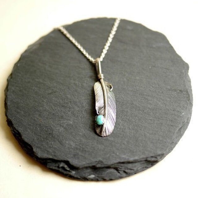 ターコイズ/SV925フェザーネックレス 258 | iichi 日々の暮らしを心地よくするハンドメイドやアンティークのマーケットプレイス