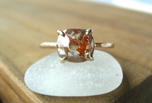 Red Translucent Diamond Ring 14k | iichi ハンドメイド・クラフト作品・手仕事品の通販