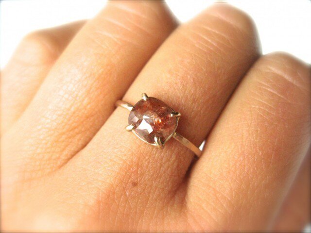 Red Translucent Diamond Ring 14k | iichi ハンドメイド・クラフト作品・手仕事品の通販