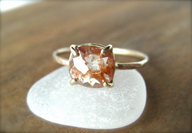 Red Translucent Diamond Ring 14k | iichi ハンドメイド・クラフト作品・手仕事品の通販