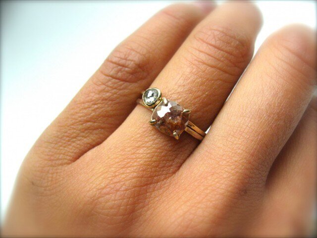 Red Translucent Diamond Ring 14k | iichi ハンドメイド・クラフト作品・手仕事品の通販