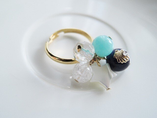 ☆ラピスラズリとその仲間たち☆幸せリング☆（395） | iichi ハンドメイド・クラフト作品・手仕事品の通販