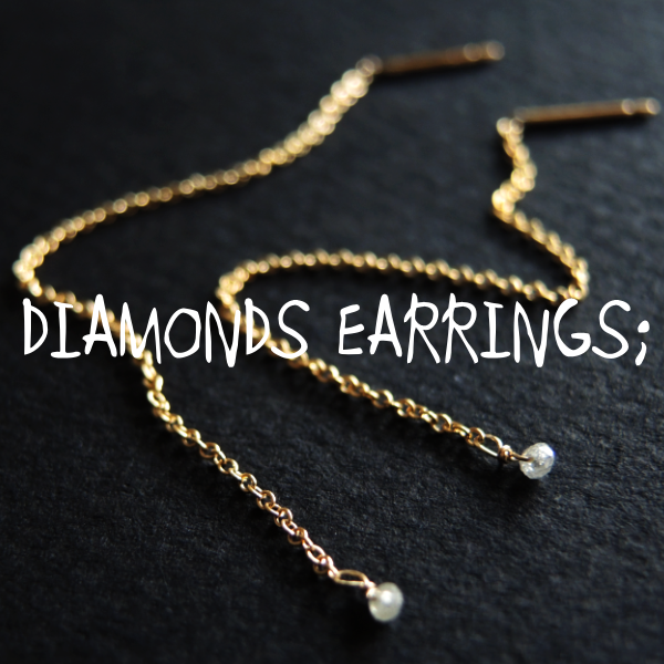 宝石質 ダイヤモンド ボタンカット 14K..GF ピアス | iichi ハンドメイド・クラフト作品・手仕事品の通販