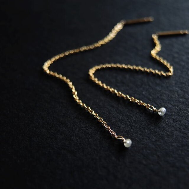 宝石質 ダイヤモンド ボタンカット 14K..GF ピアス | iichi ハンドメイド・クラフト作品・手仕事品の通販