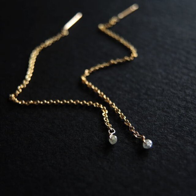 宝石質 ダイヤモンド ボタンカット 14K..GF ピアス | iichi ハンドメイド・クラフト作品・手仕事品の通販