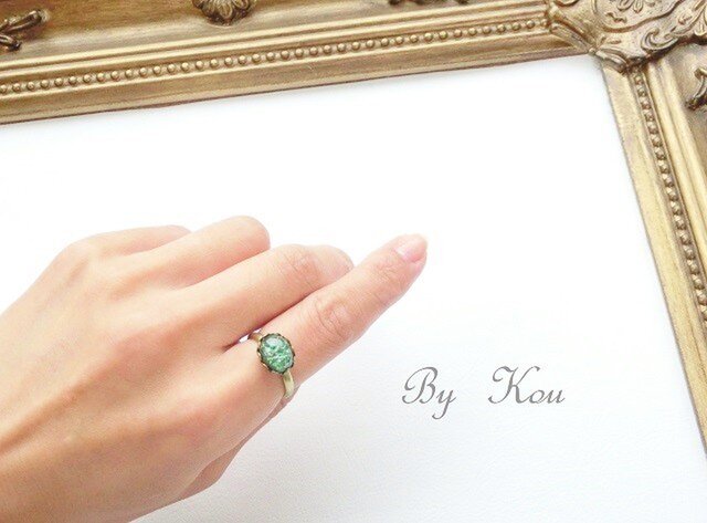 Green opal シンプルヴィンテージ・リング。 | iichi 日々の暮らしを心地よくするハンドメイドやアンティークのマーケットプレイス