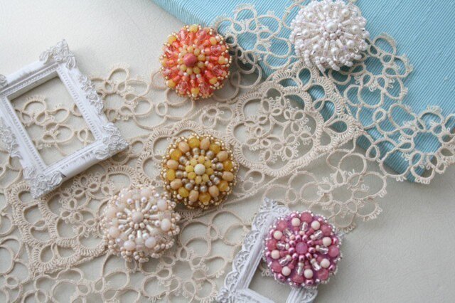 ビーズ刺繍のボタン no.1505 | iichi ハンドメイド・クラフト作品・手仕事品の通販