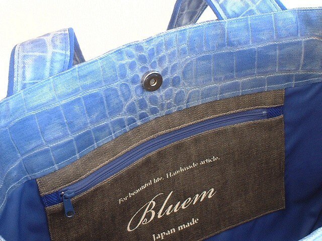 型押しデニム フラットトート-Lsize | iichi 日々の暮らしを心地よくするハンドメイドやアンティークのマーケットプレイス