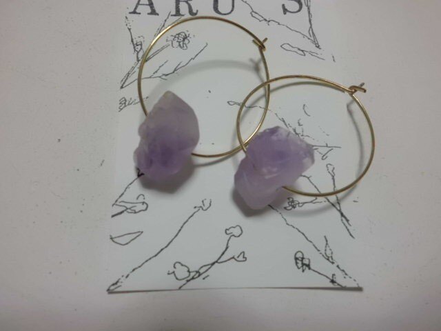 アメジストのフープピアス | ARU'S | ハンドメイド通販 iichi（いいち）