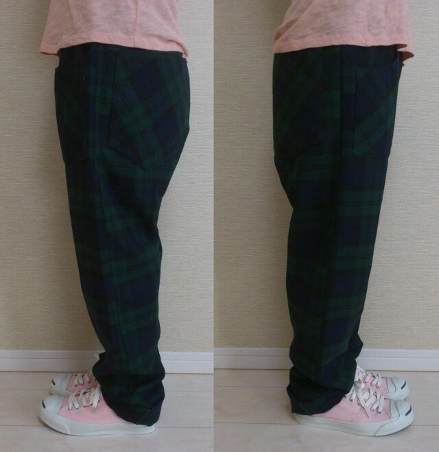 ブラックウォッチのゆるパンツ72)071 | iichi 日々の暮らしを心地よくするハンドメイドやアンティークのマーケットプレイス