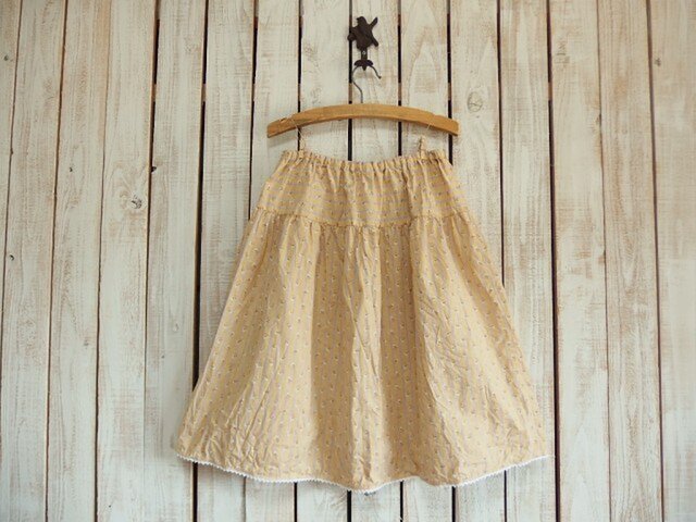 2段ティアードスカート（No.06/マスタードストライプ） | iichi 日々の暮らしを心地よくするハンドメイドやアンティークのマーケットプレイス