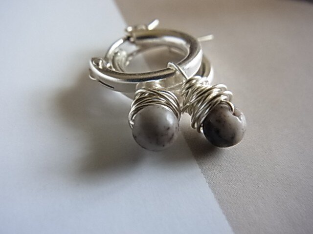 zebra agate G hoop pierced | iichi ハンドメイド・クラフト作品・手仕事品の通販