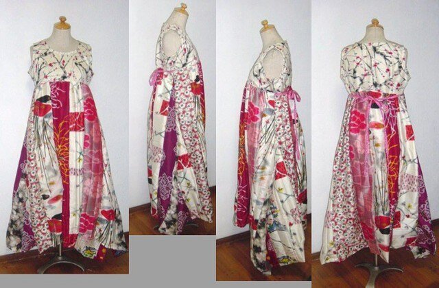 Sold Out可愛色銘仙色々パッチワークチュニックワンピース | iichi 日々の暮らしを心地よくするハンドメイドやアンティークのマーケットプレイス