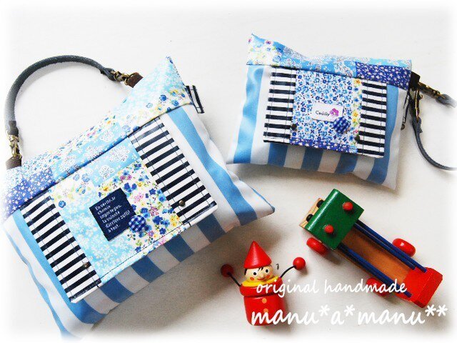 SOLD OUT おしりふきケースset＊Blue小花パッチ＊ | iichi 日々の暮らしを心地よくするハンドメイドやアンティークのマーケットプレイス