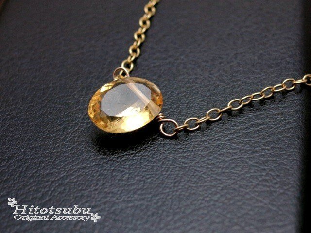 14kgfシトリン一粒ネックレス | iichi ハンドメイド・クラフト作品・手仕事品の通販