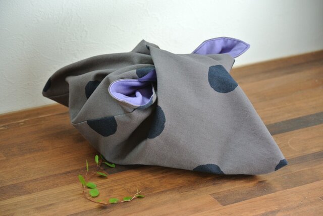 【再販】あづま袋（水玉）gray×sumi | iichi ハンドメイド・クラフト作品・手仕事品の通販