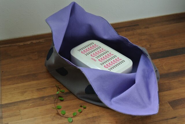 【再販】あづま袋（水玉）gray×sumi | iichi ハンドメイド・クラフト作品・手仕事品の通販