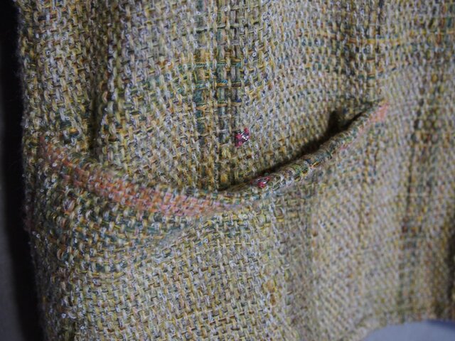 手織り/wool tops 鶸色ノポケットツキ (+orimi) | iichi ハンドメイド・クラフト作品・手仕事品の通販