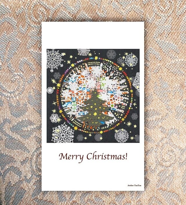 Kirie Design Christmas Card / クリスマスツリー / Atelier TanTan | タンタン | ハンドメイド ...