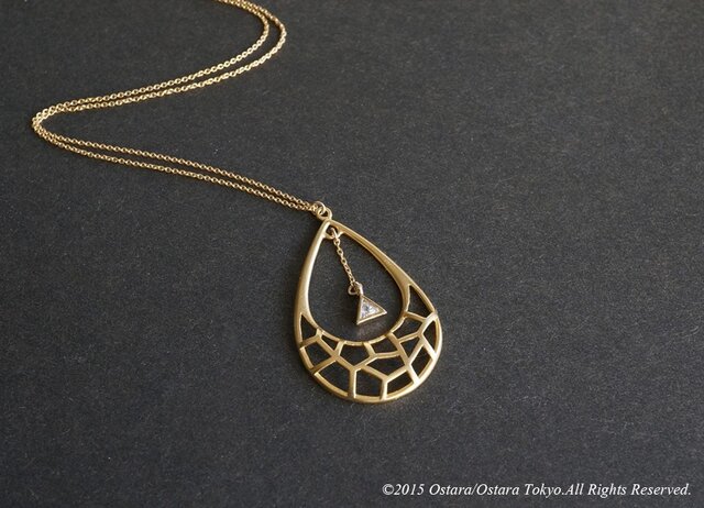 【14KGF】Necklace,Matt Gold Teardrop,Triangle CZ | iichi ハンドメイド・クラフト作品・手仕事品の通販