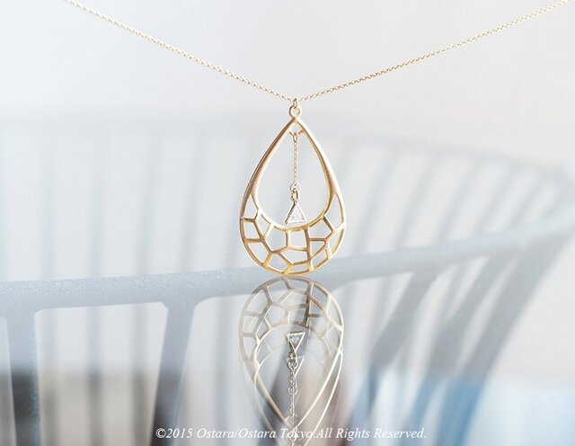 【14KGF】Necklace,Matt Gold Teardrop,Triangle CZ | iichi ハンドメイド・クラフト作品・手仕事品の通販