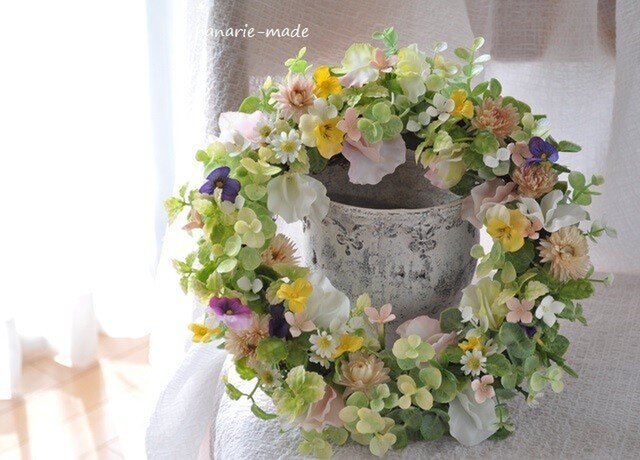 spring pastel ring:wreath | iichi 日々の暮らしを心地よくするハンドメイドやアンティークのマーケットプレイス