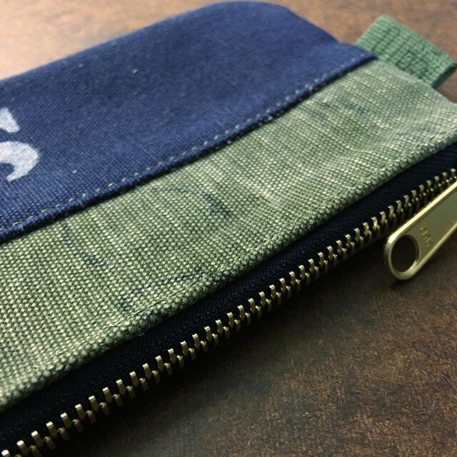 ステンシル入ヴィンテージファブリックジップポーチIND_ZIP_0165 | iichi ハンドメイド・クラフト作品・手仕事品の通販