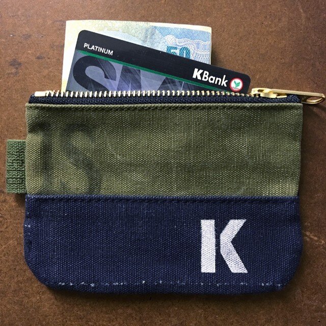 ステンシル入ヴィンテージキャンバスジップポーチIND_ZIP_0154 | iichi ハンドメイド・クラフト作品・手仕事品の通販