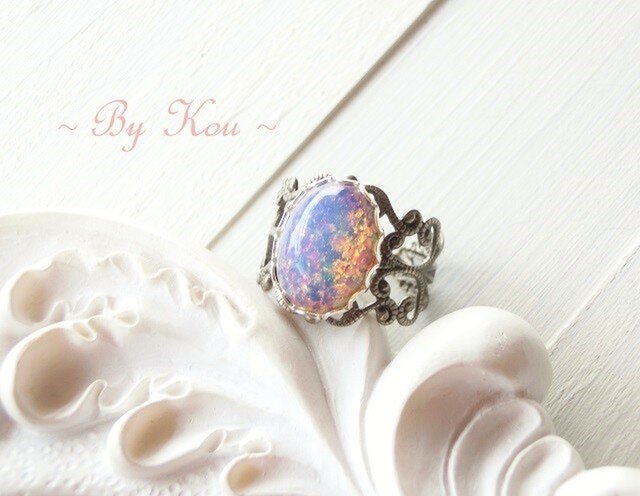 o o｡.* Pink Opal .:.｡o o｡.*。・V．リング。 | iichi 日々の暮らしを心地よくするハンドメイドやアンティークのマーケットプレイス