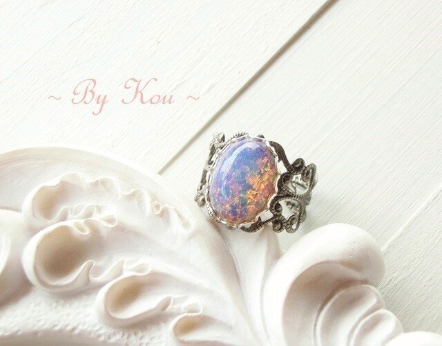 o o｡.* Pink Opal .:.｡o o｡.*。・V．リング。 | iichi 日々の暮らしを心地よくするハンドメイドやアンティークのマーケットプレイス