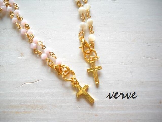 Cross Bracelet White MOP | iichi ハンドメイド・クラフト作品・手仕事品の通販