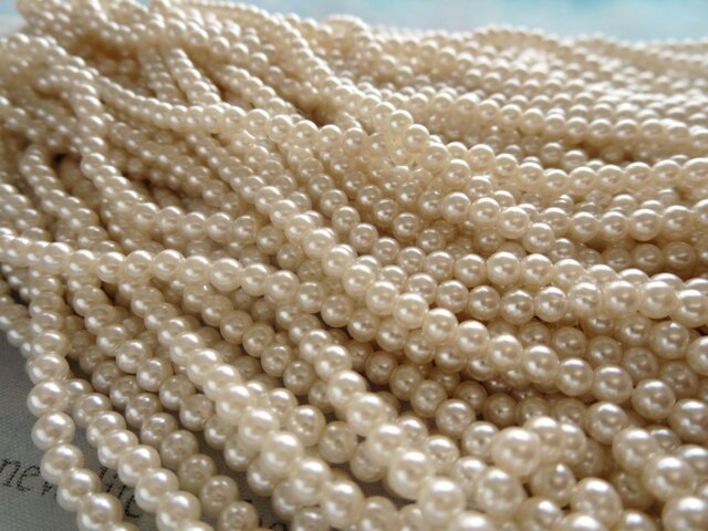 *♥*Japanese Vintage Pearls Soft Pink Shade Ivory 3mm*♥* | iichi 日々の暮らしを心地よくするハンドメイドやアンティークのマーケットプレイス